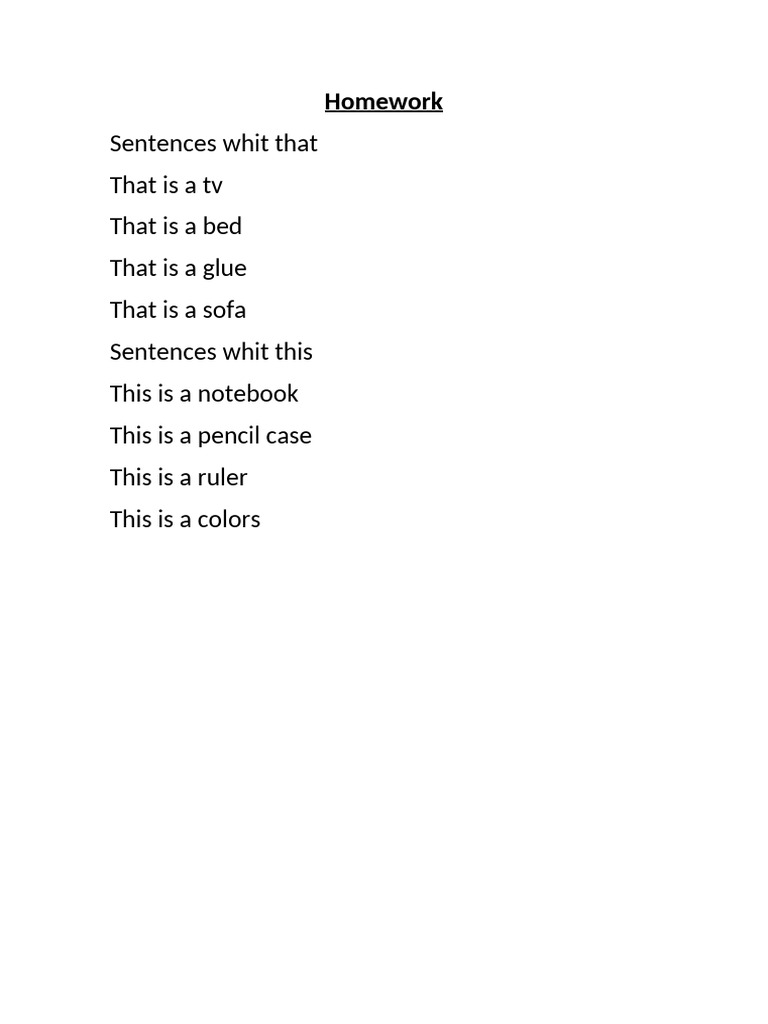 Sentences Using "That" and "This" | PDF