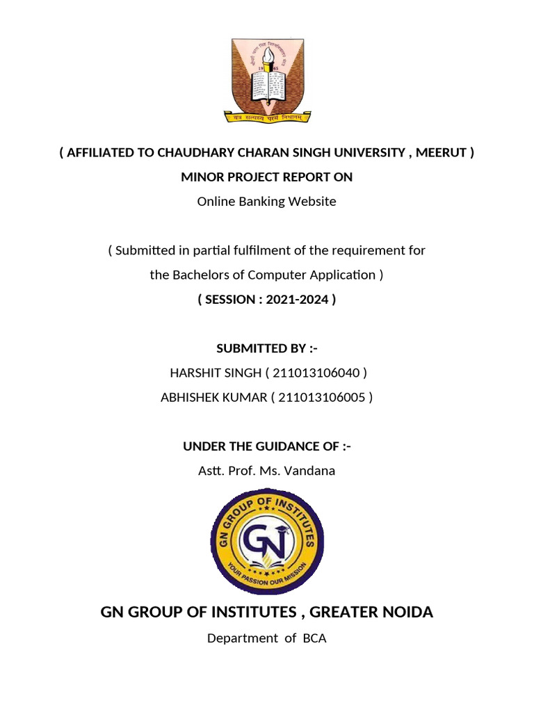 BCA 5th Sem Project: Online Banking Website | PDF | Html Element | Websites