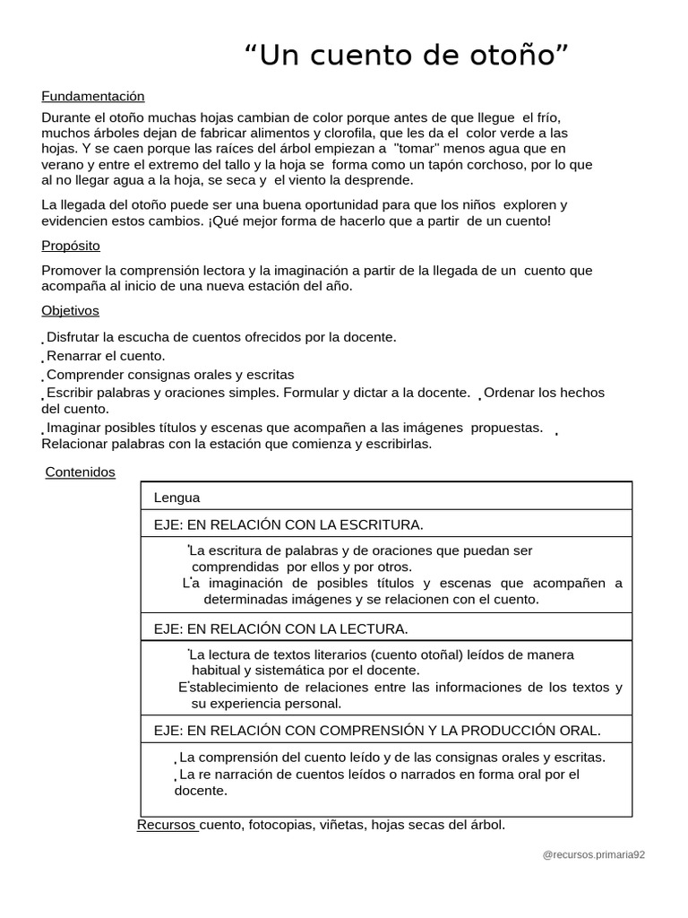 Cuento de Otoño para Niños | PDF