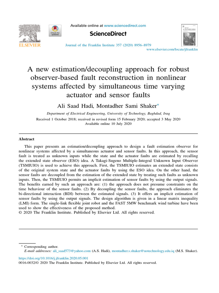 A New Approach For Robust Observer-Based Fault Reconstruction in ...