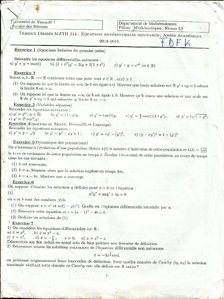 EQUADIFF Fiche de Td | PDF