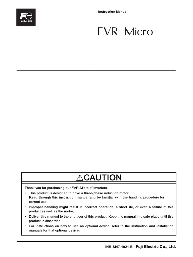 New - FVR-Micro English Instruction Manual (20130817) | PDF | Power ...