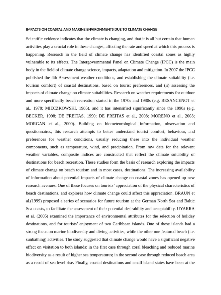 Coastal and Marine Tourism Impacts and Changes) TOPIC 5 | PDF | Climate ...