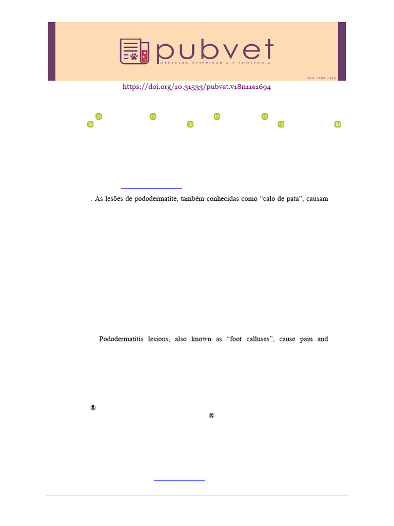 Uso de Probiótico e Redução de Pododermatite em Frango de Corte | PDF ...