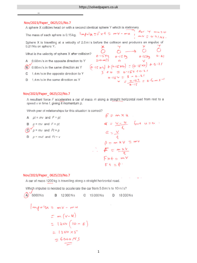 2023 Momentum Igcse Physics 0625 | PDF
