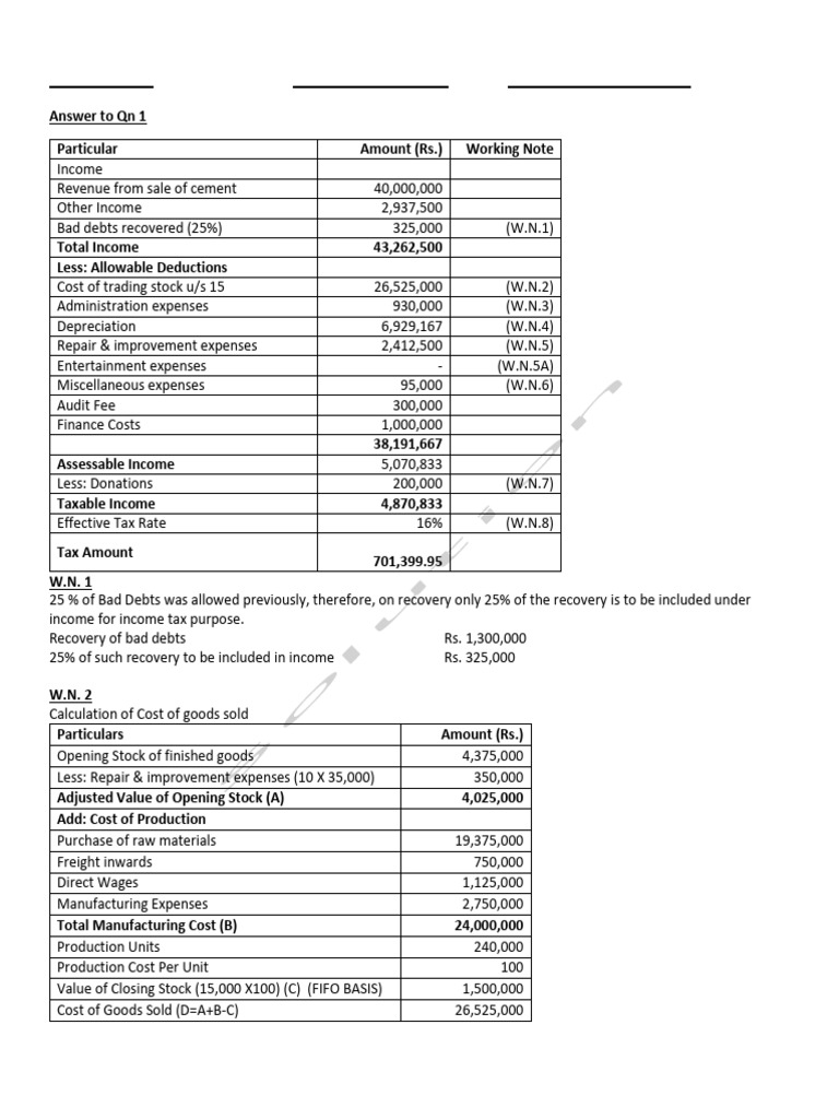 Cap Ii June 2025 First Mock Test Suggested of Income Tax & Vat | PDF ...
