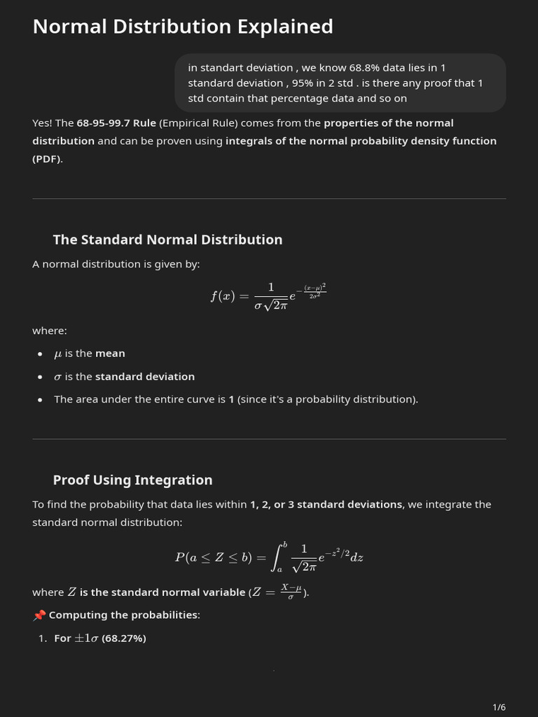 std normal dist formul proof | PDF | Normal Distribution | Standard ...