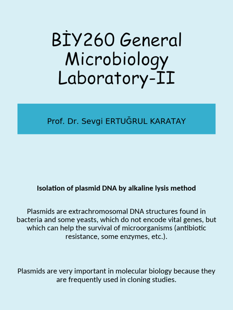 Alkaline Lysis Method for Plasmid Isolation | PDF | Plasmid | Biochemistry