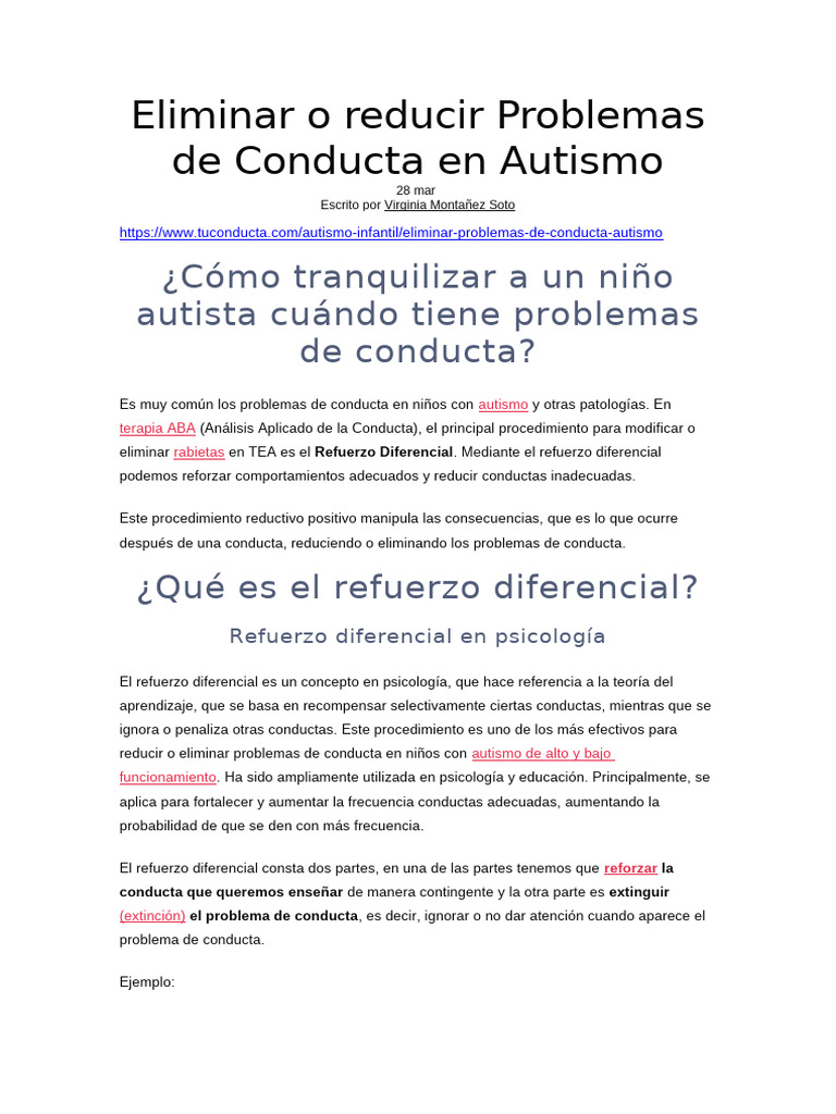 Eliminar o Reducir Problemas de Conducta en Autismo | PDF | Autismo ...