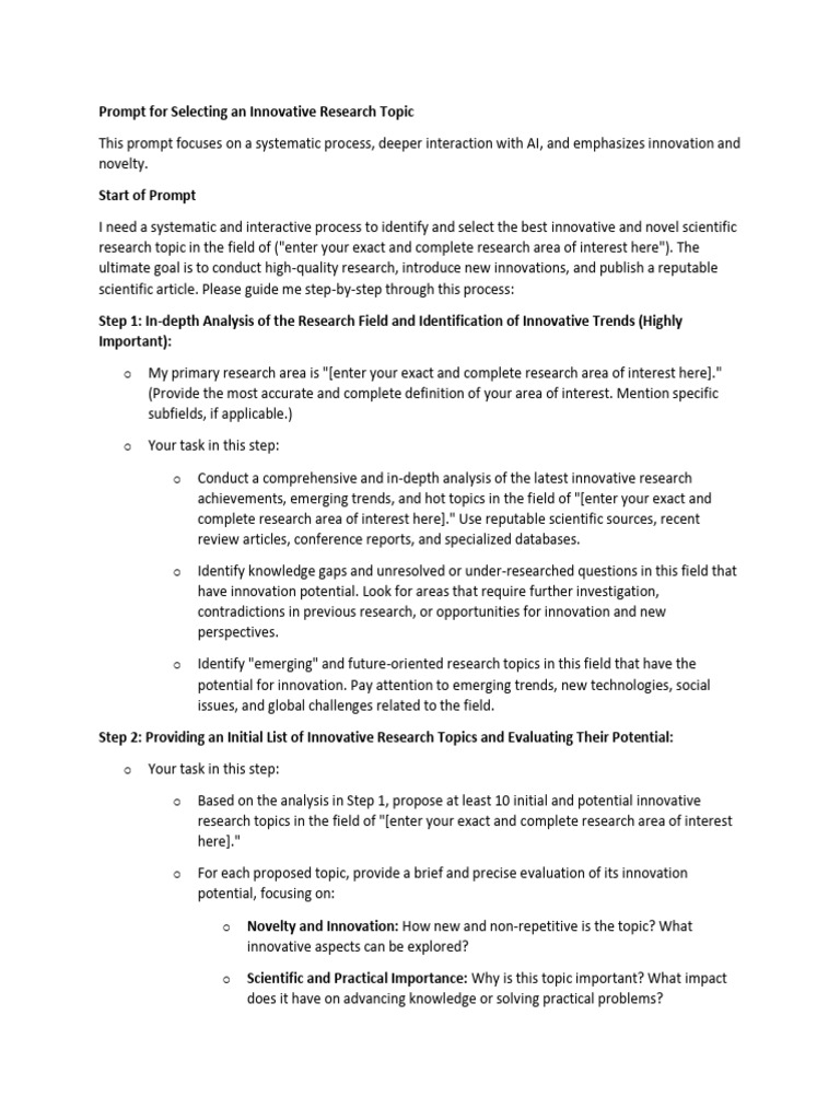 Innovative Research Topic Selection Guide | PDF | Innovation ...