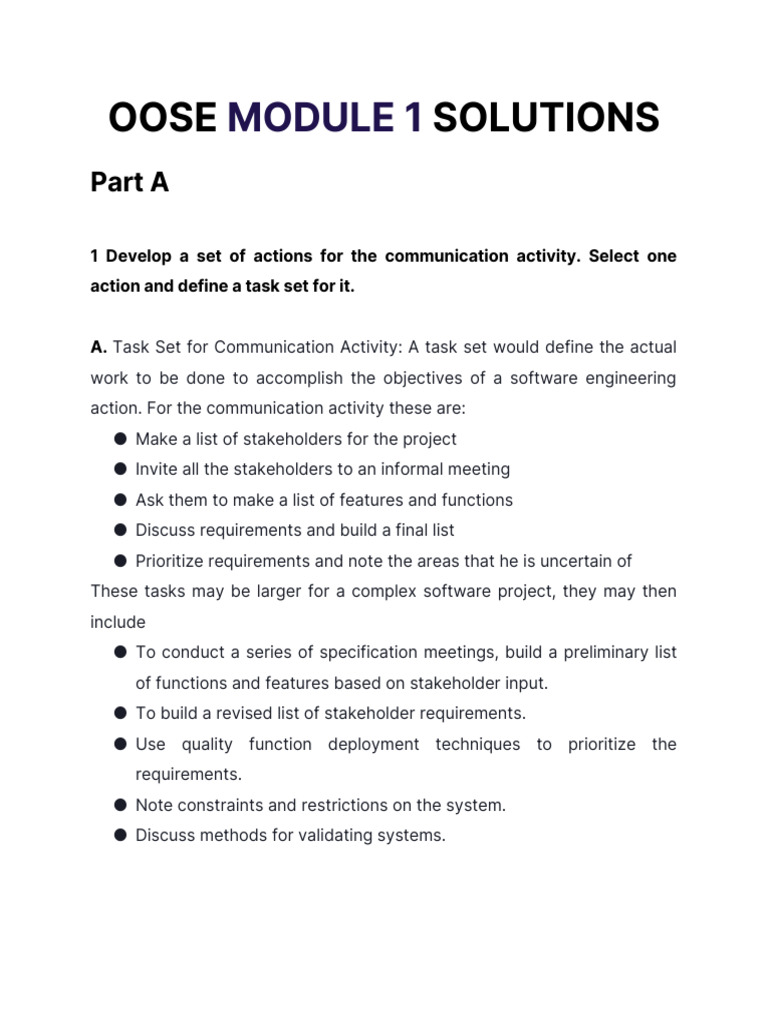 OOSE Module 1 & 2 Complete Solutions | PDF | Inheritance (Object Oriented Programming) | Object ...