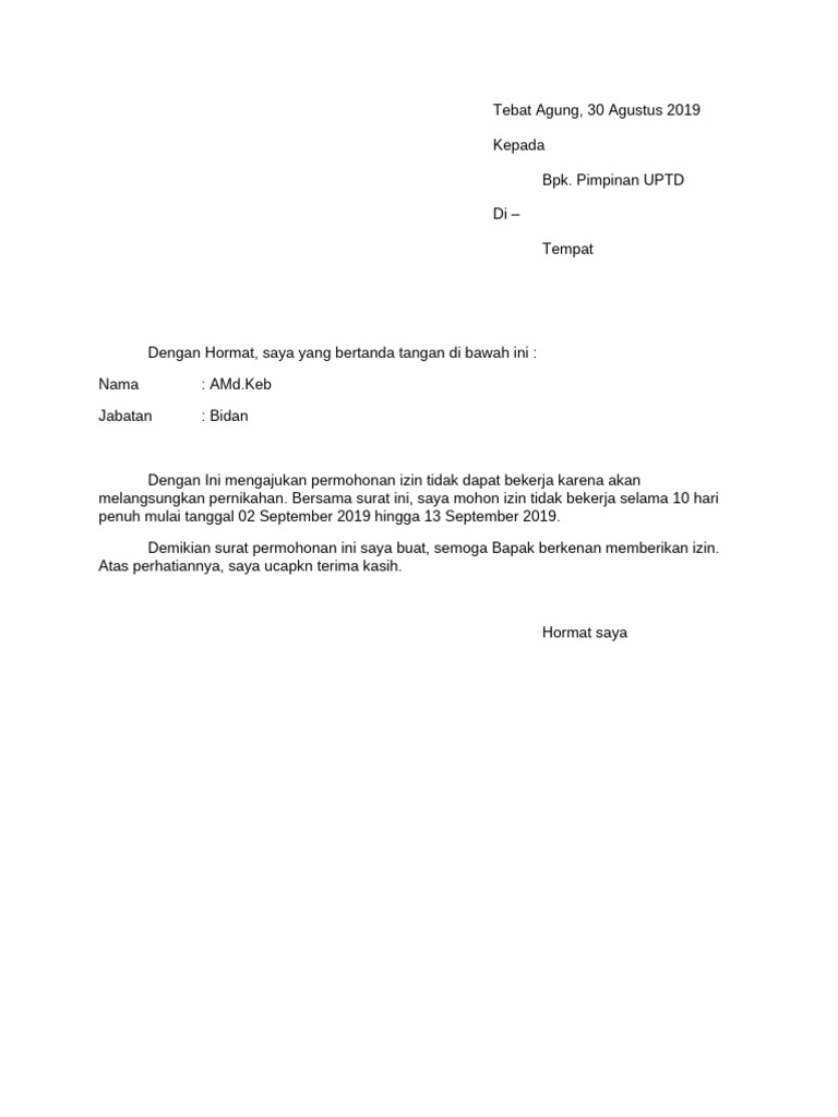 Surat Izin Libur | PDF