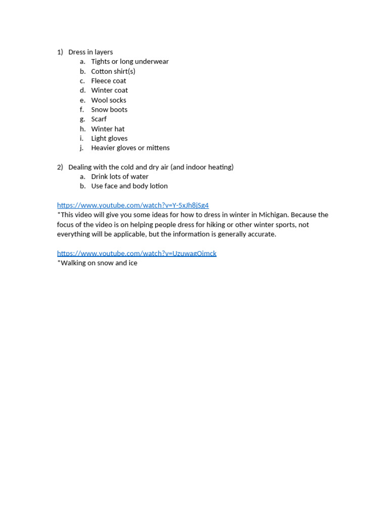 Winter Dressing Tips for Michigan | PDF