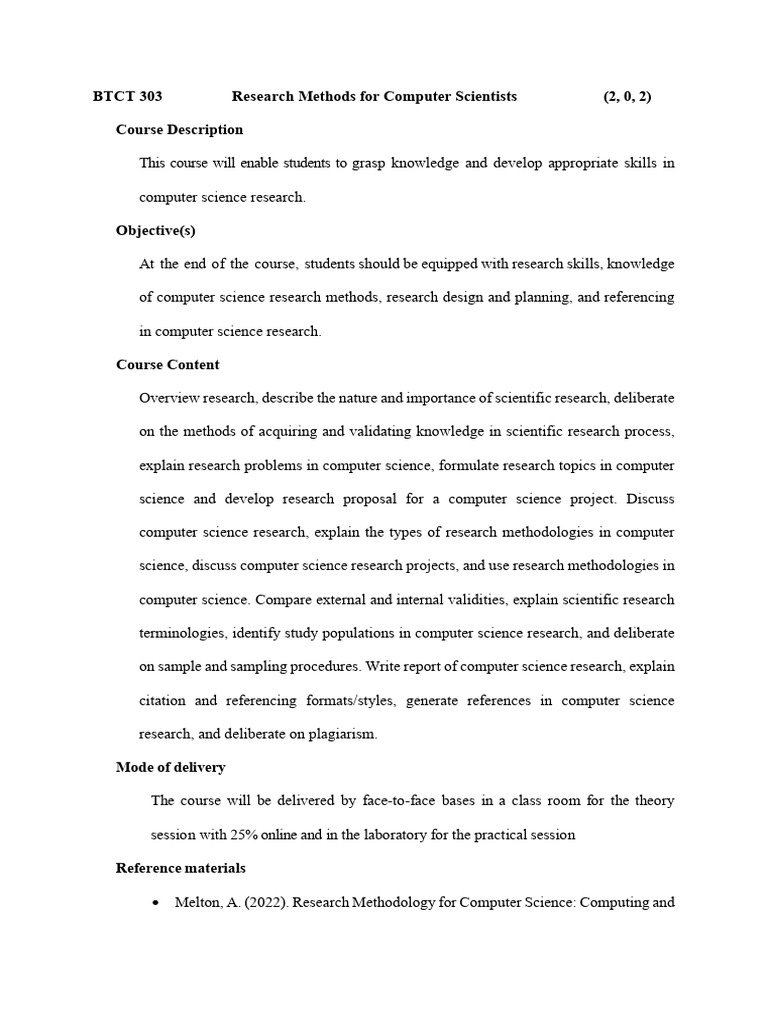 Research Methods in Computer Science | PDF