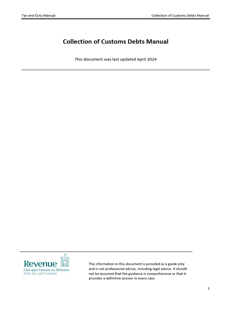 Collection of Customs Debts Manual | PDF | Customs | Guarantee