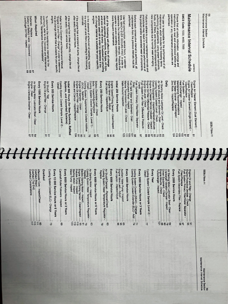 Cat 3615 Grneral Maintenance Schedule (1) | PDF | Motor Oil | Engines