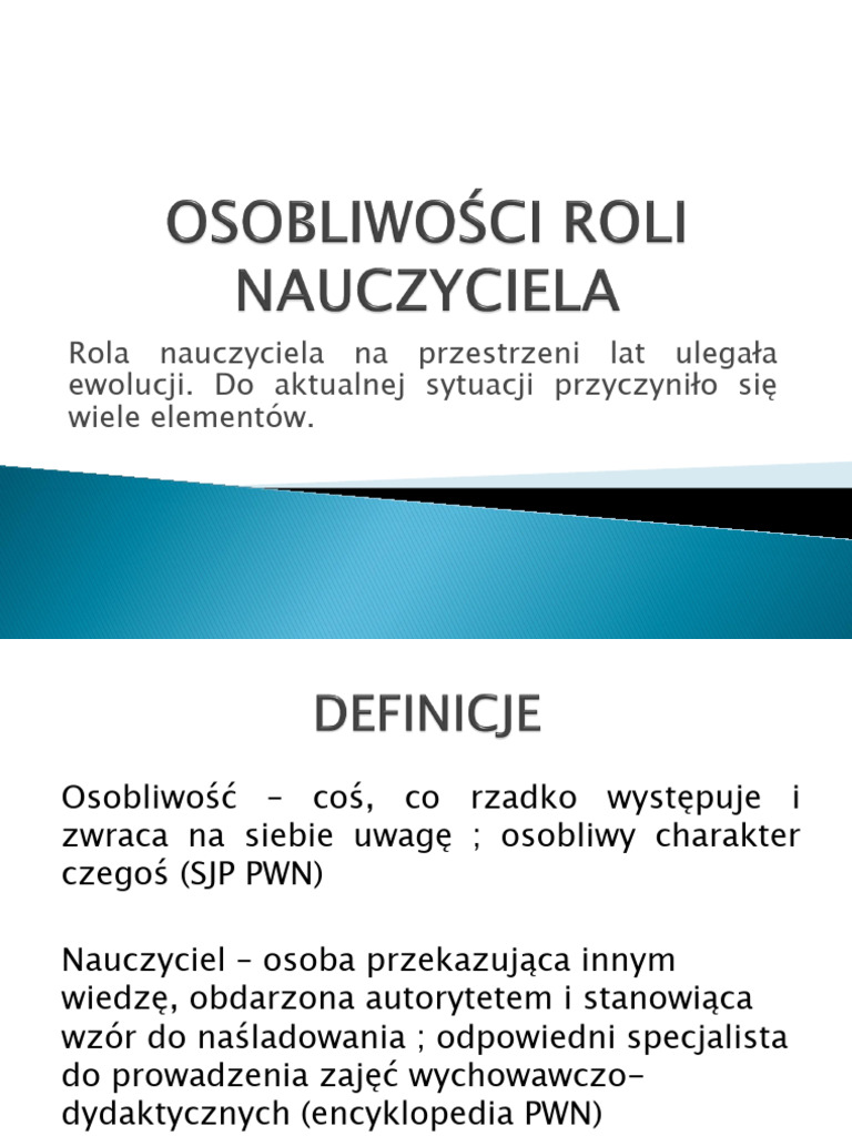 Osobliwości Roli Nauczyciela | PDF