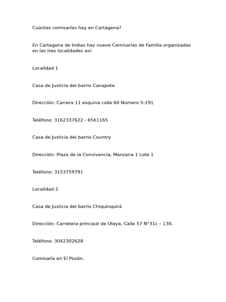 Comisarias en Cartagena | PDF