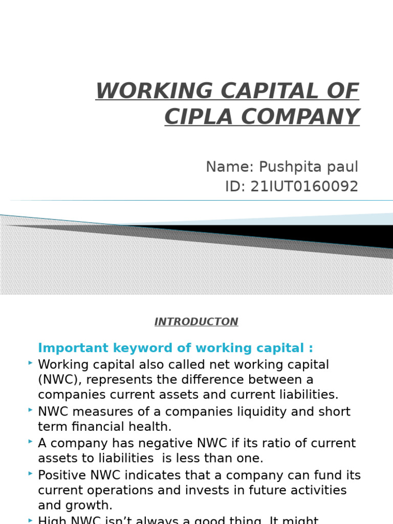 Cipla's Working Capital Analysis 2021 | PDF | Working Capital | Capital (Economics)