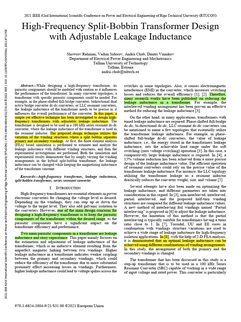 High-Frequency - Split-Bobbin - Transformer - Design - With ...