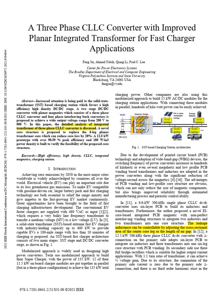 A Three - Phase - CLLC - Converter - With - Improved - Planar ...