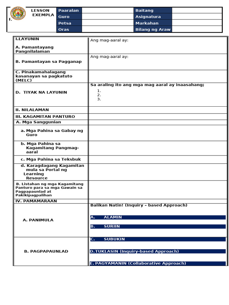Lesson Exemplar Template | PDF