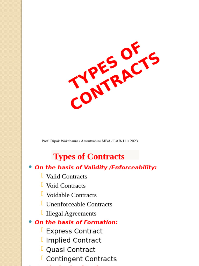 Types of Contracts by Validity | PDF | Void (Law) | Private Law