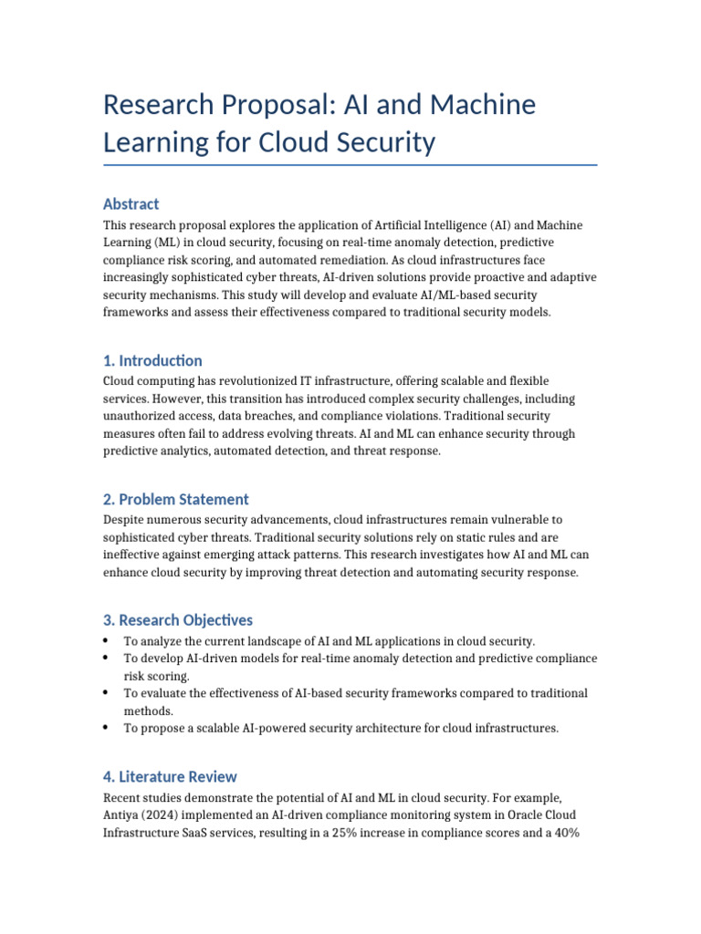 AI ML Cloud Security Proposal | PDF | Computer Security | Security