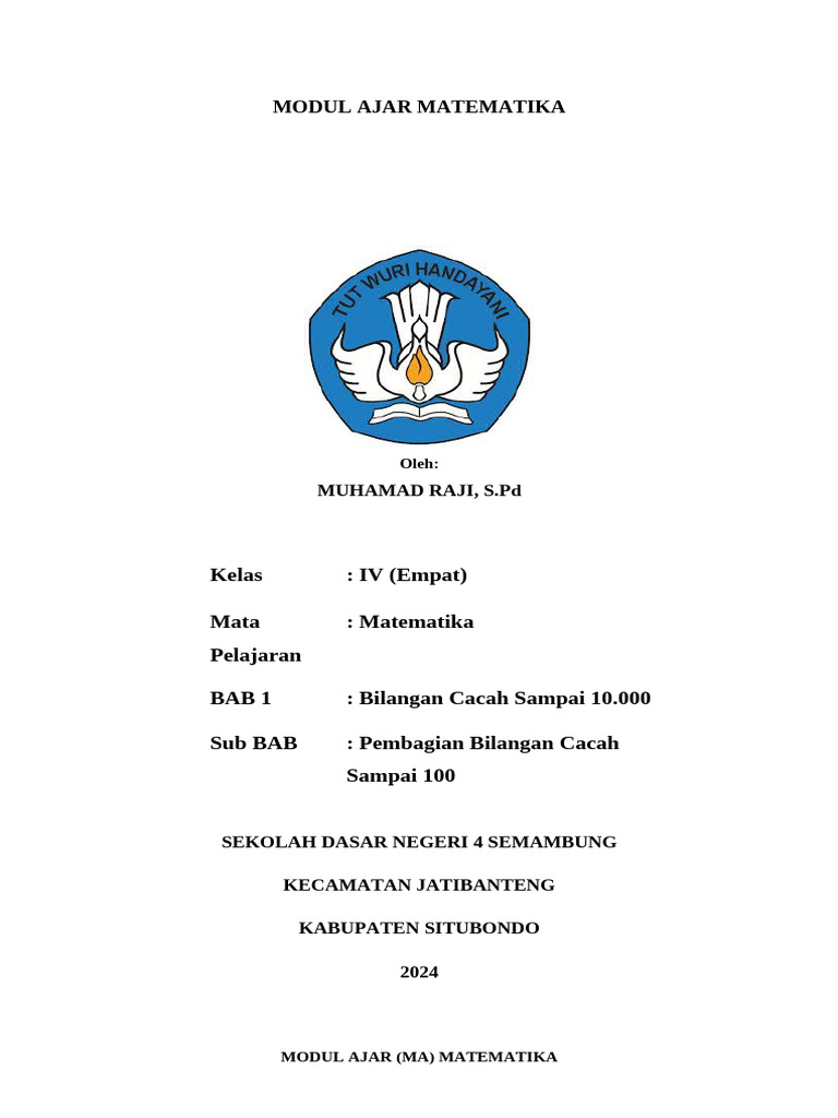 RPP BERDIFERENSIASI MTK KELAS 4 M.raji | PDF