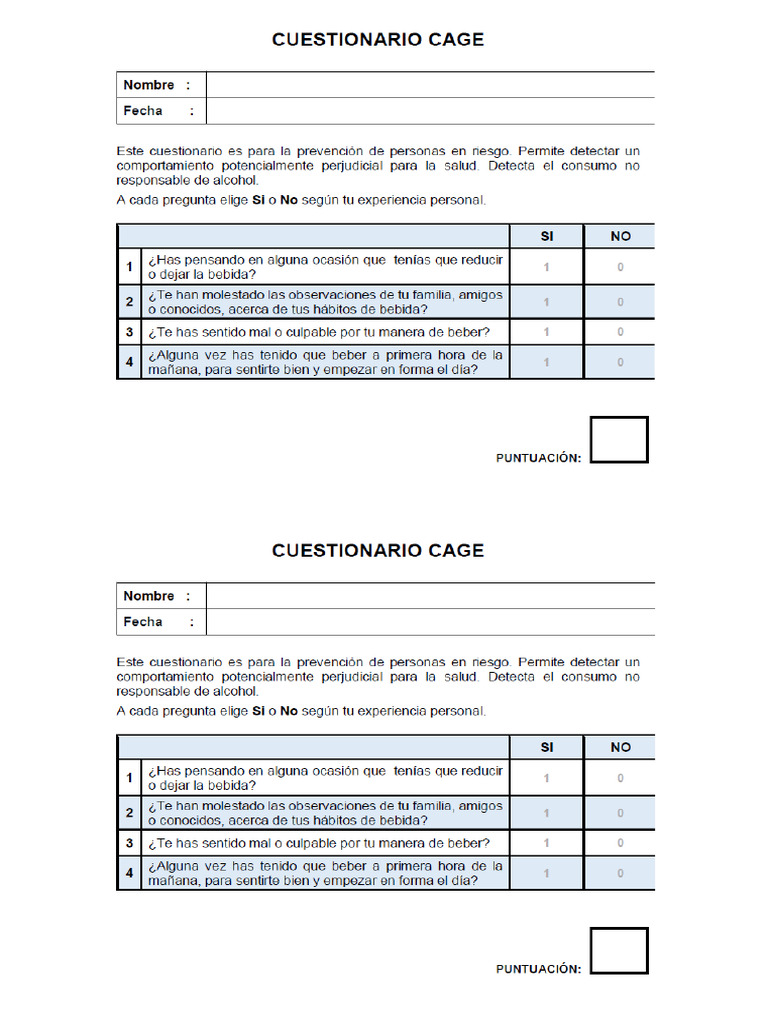 Cuestionario Cage | PDF