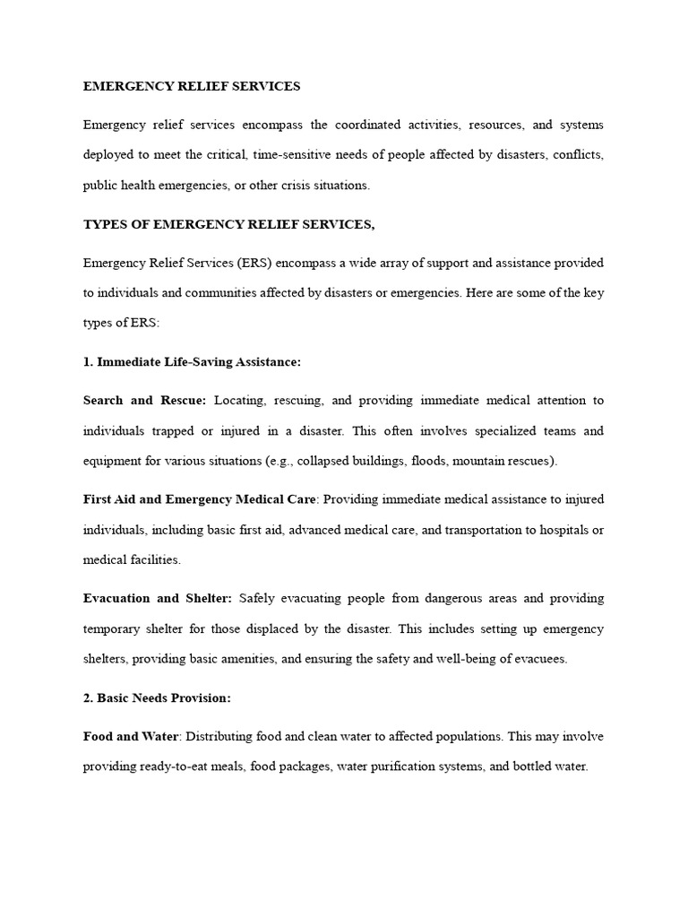 Emergency Relief Services Topic 6 Ms Kerubo | PDF | Emergency Management | Emergency