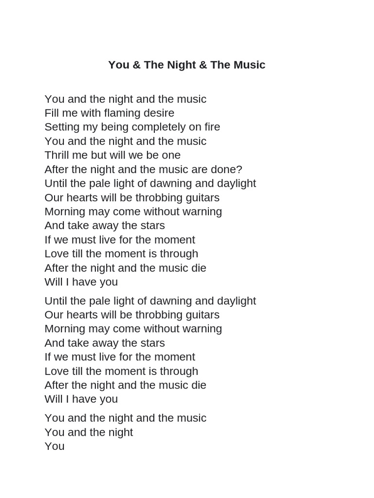 You and the Night and the Music | PDF
