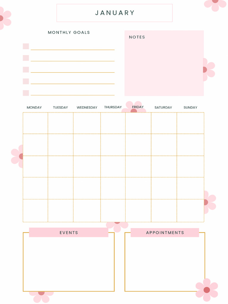 Pastel Colourful Monthly Planner | PDF