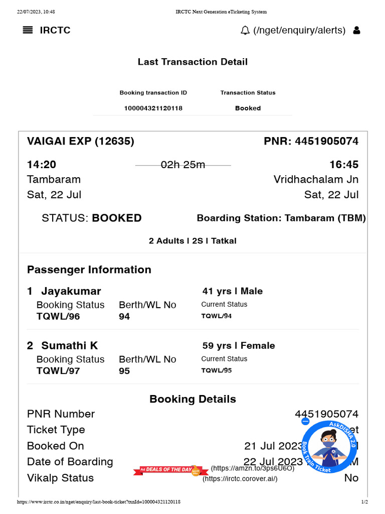 IRCTC Next Generation e-Ticket Booking | PDF | Applications Of ...