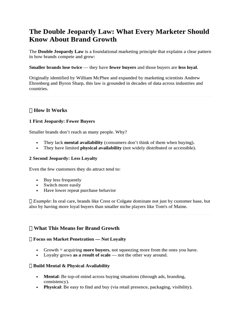 Double Jeopardy For Brands | PDF | Brand | Marketing