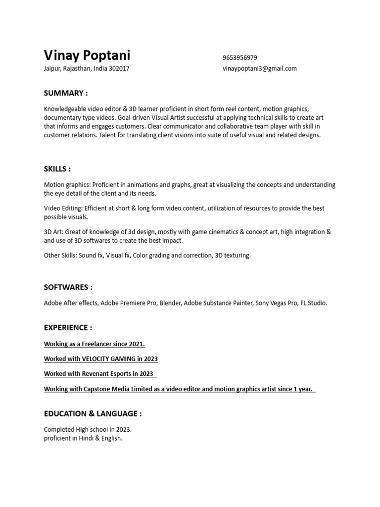 Resume Vinay | PDF