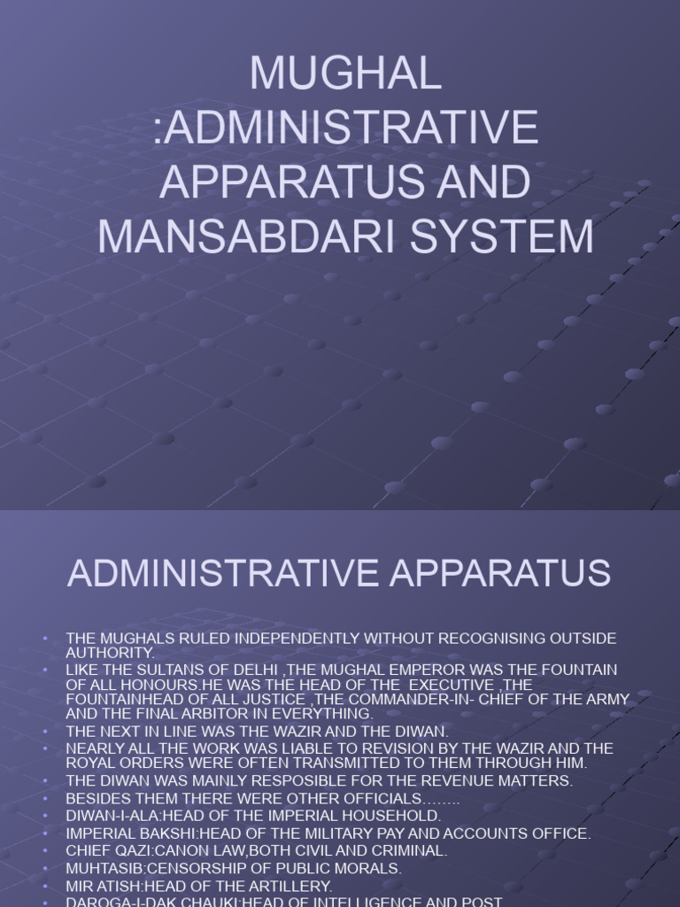Mughal Administrative Apparatus and Mansabdari System | PDF