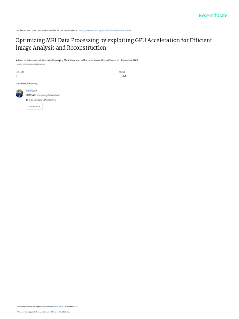 Optimizing MRI Data Processing by Exploiting GPU A | PDF | Magnetic Resonance Imaging | Medical ...