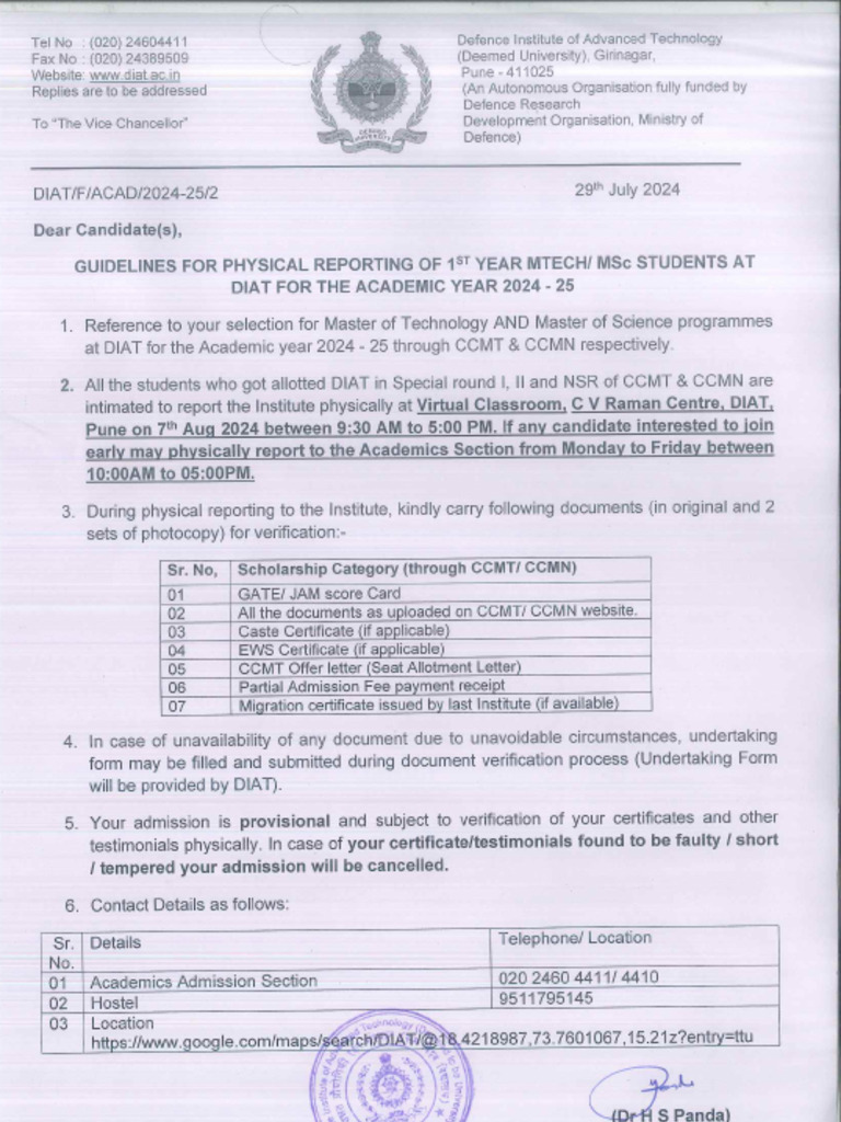 Guidelines For CCMT CCMN Candidates Reporting | PDF