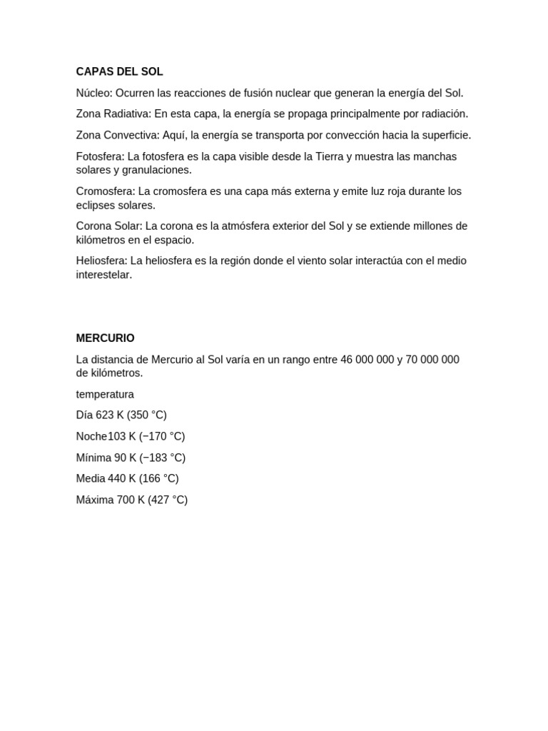 Estructura y Capas del Sol | PDF