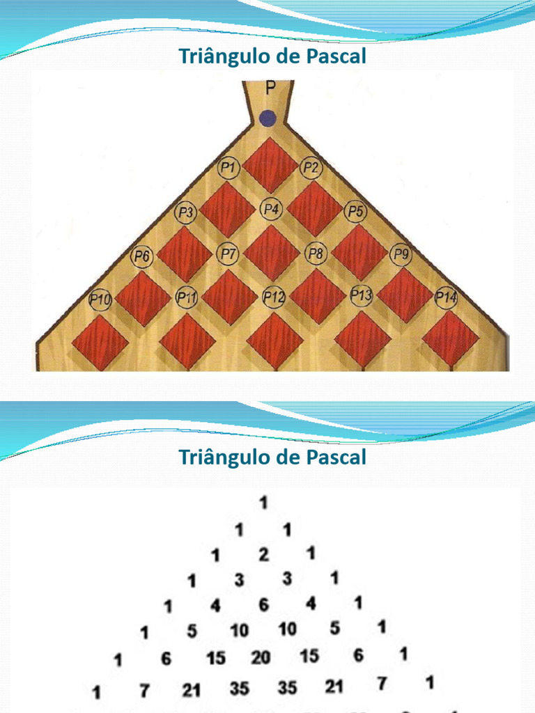 Triângulo de Pascal e Binómio de Newton Teoria e Exercícios | PDF ...