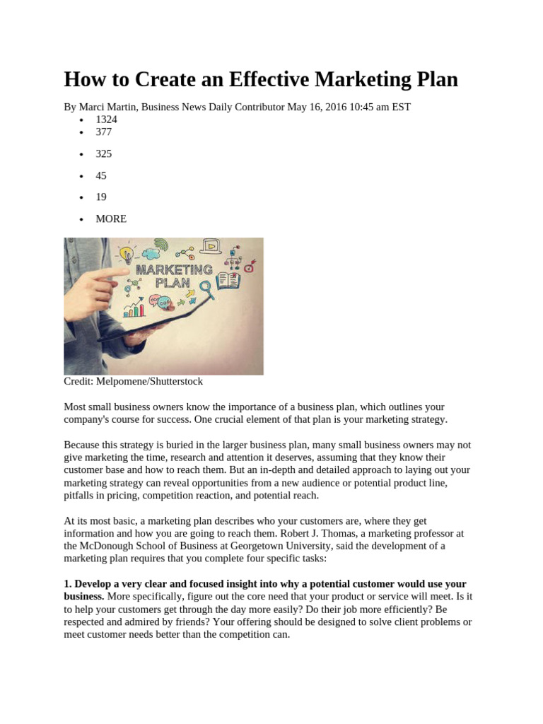 Effective Marketing Plan Guide | PDF | Marketing | Competitive Advantage