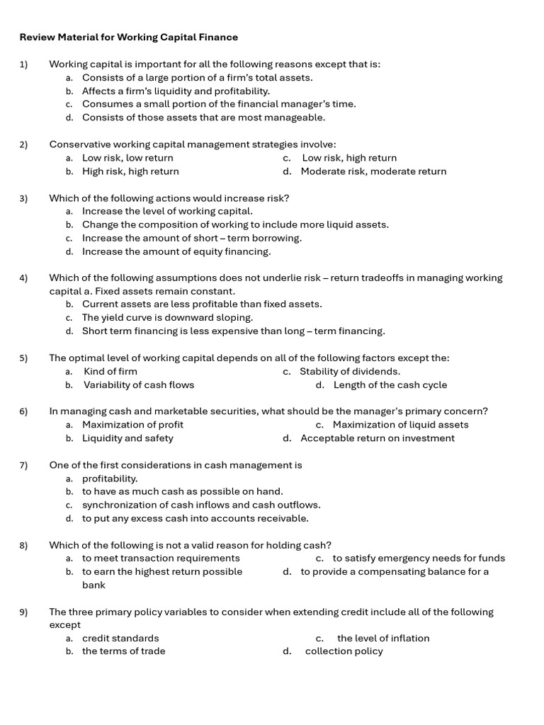 Material Working Capital Management | PDF | Working Capital | Banks