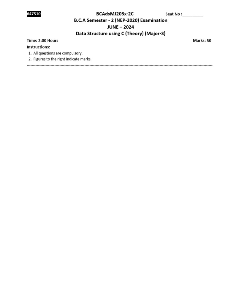 Nep2020-2024-Bca2-Ma24 - Data Structure Using C (Major) | PDF ...