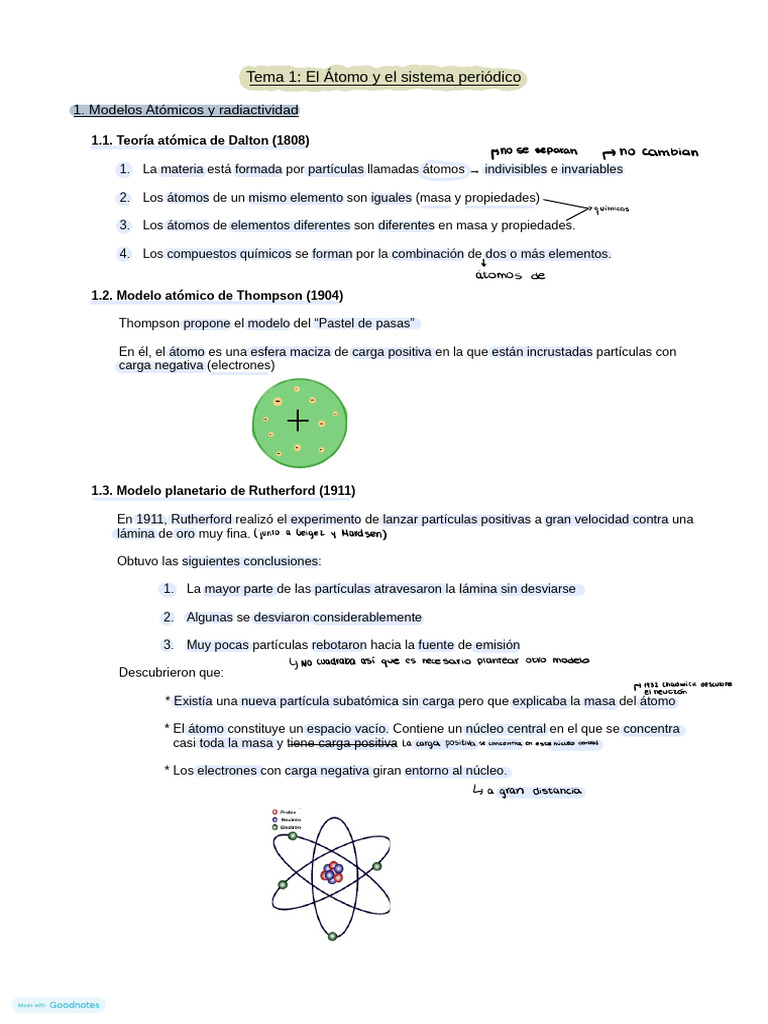 Tema 1 FYQ | PDF | Átomos | Núcleo atómico