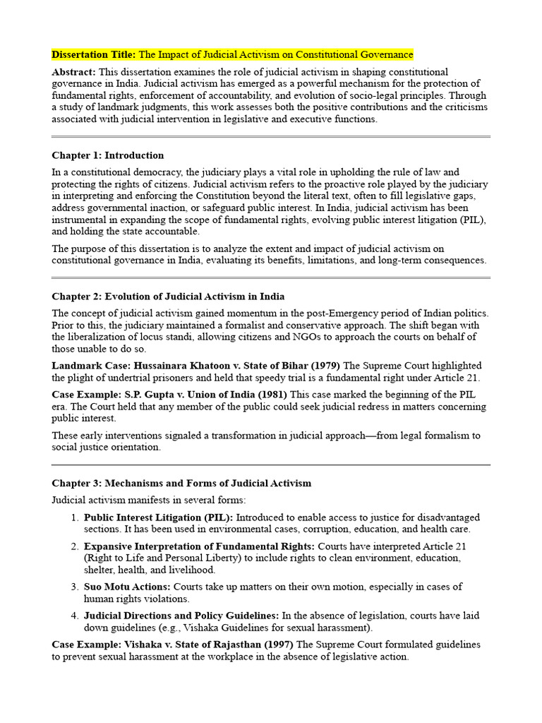 The Impact of Judicial Activism On Constitutional Governance | PDF ...