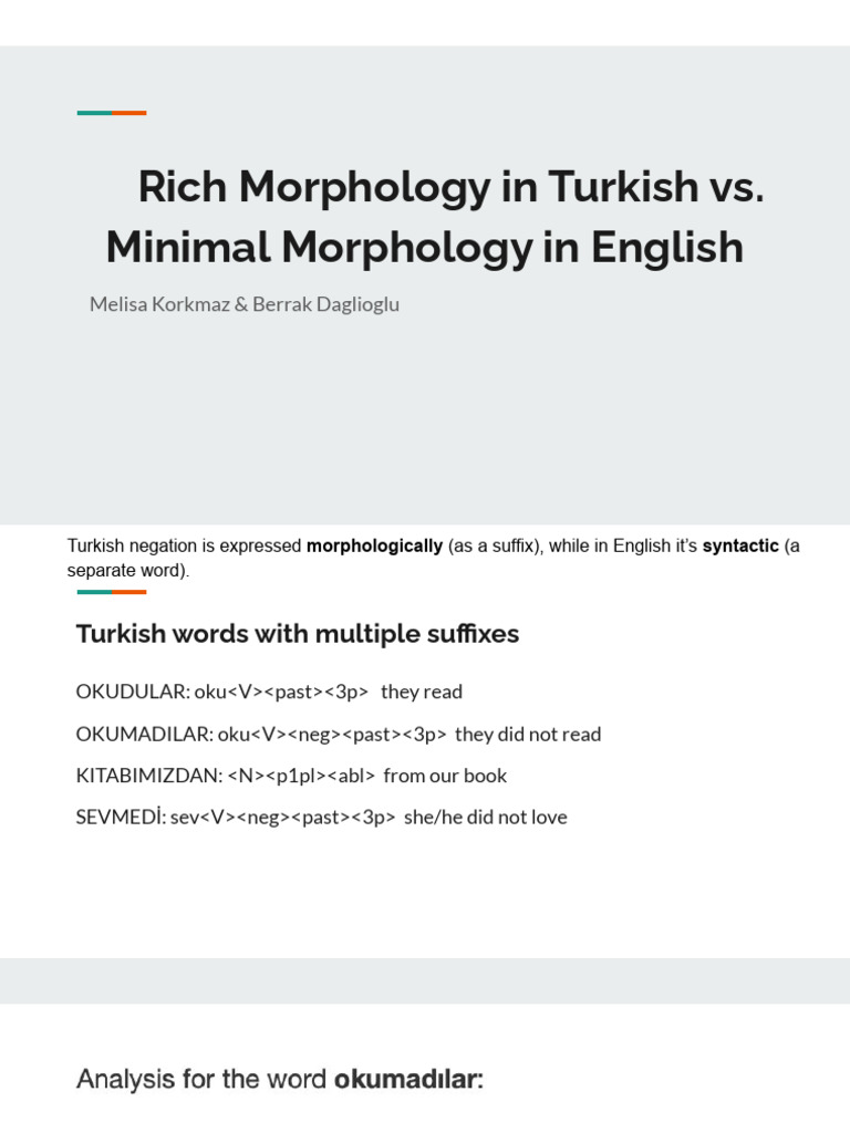 Turkish Morphology vs. English Structure | PDF