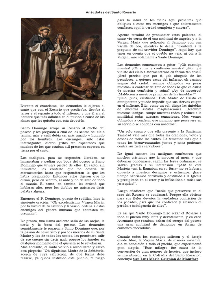Exorcismo y Poder del Santo Rosario | PDF | Rosario | Oración