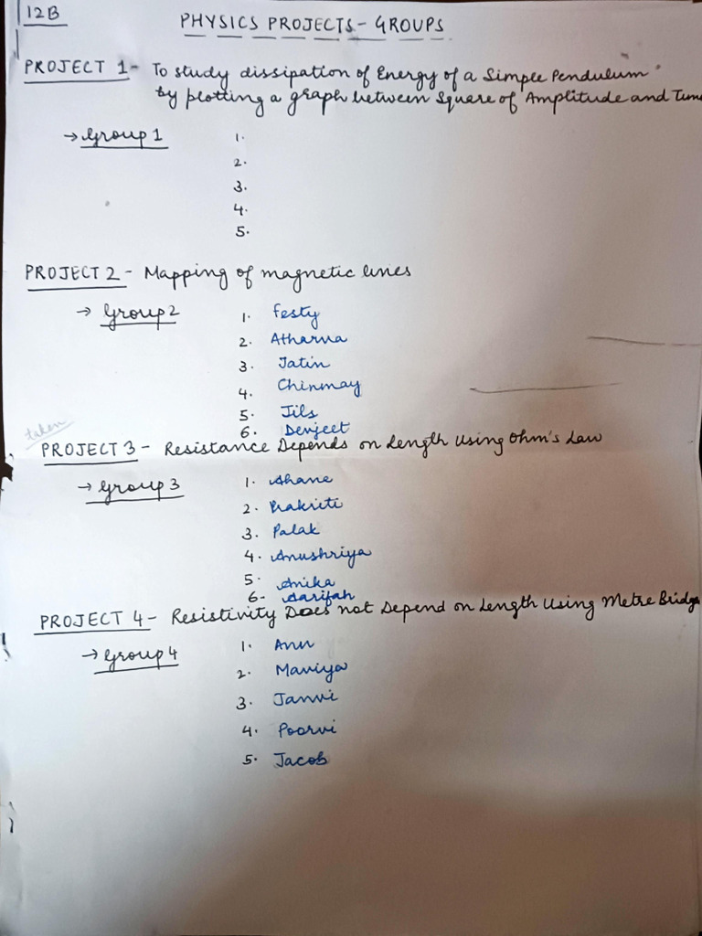 Physics Project Groups 12B | PDF