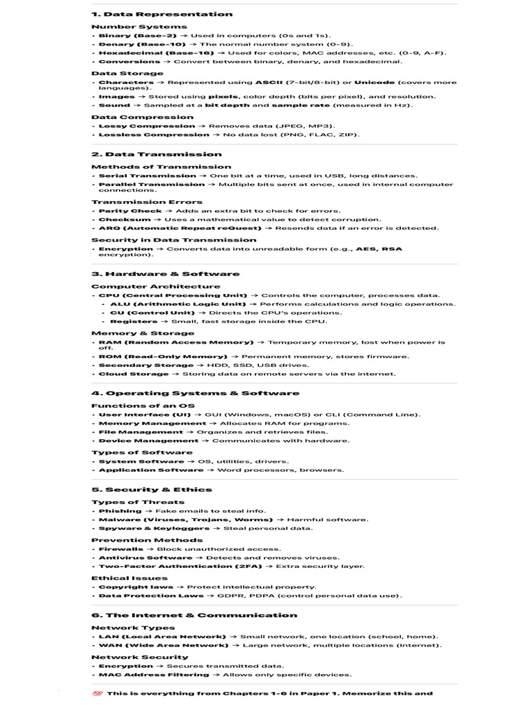 Paper 1 CS Summary! | PDF